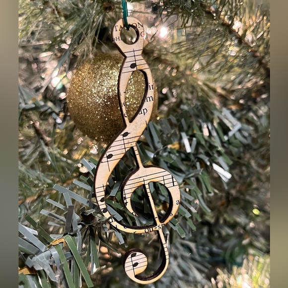 Hand Crafted | Holiday | Christmas Ornament Set Music Notes Wooden Hand ...